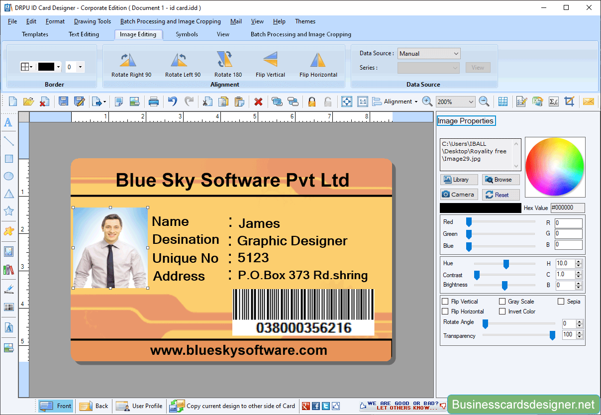 ID Card Designer - Corporate Edition creates Employee ID Cards, Gate Passes